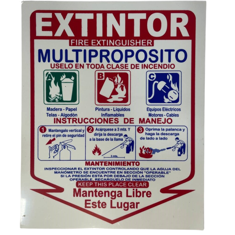 LETRERO DE SENALIZACION 25 X 20 CM STANDARD-EXTINTOR MULTIPROPOSITO ABC ...