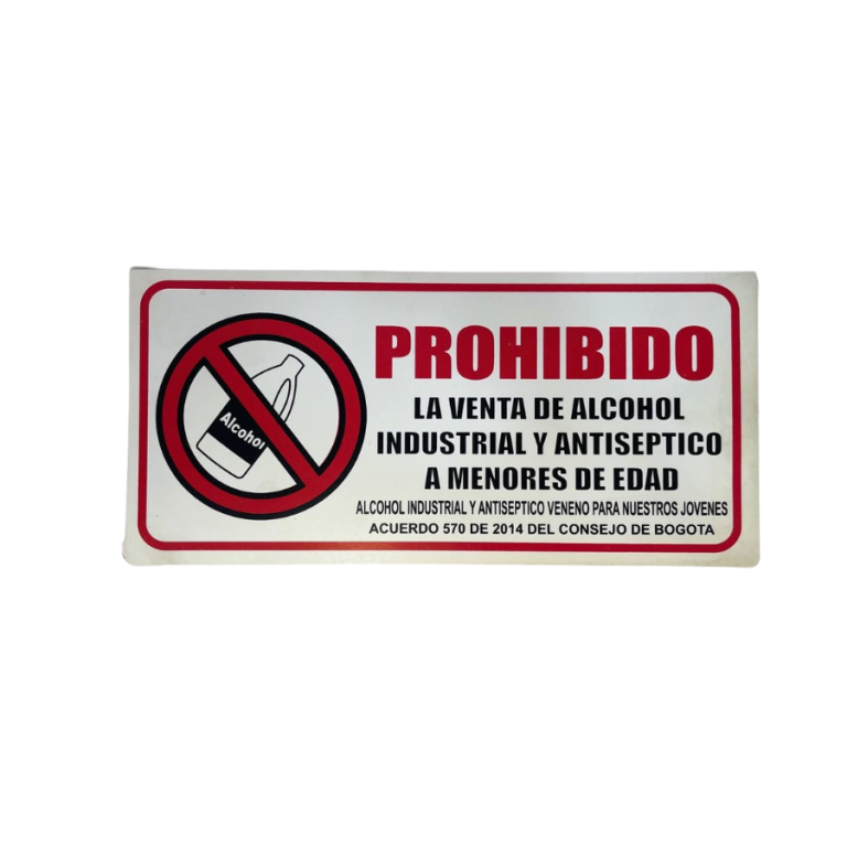 LETRERO DE SENALIZACION 30 X 15 CM STANDARD-PROHIBIDO VENTA DE ALCOHOL ...